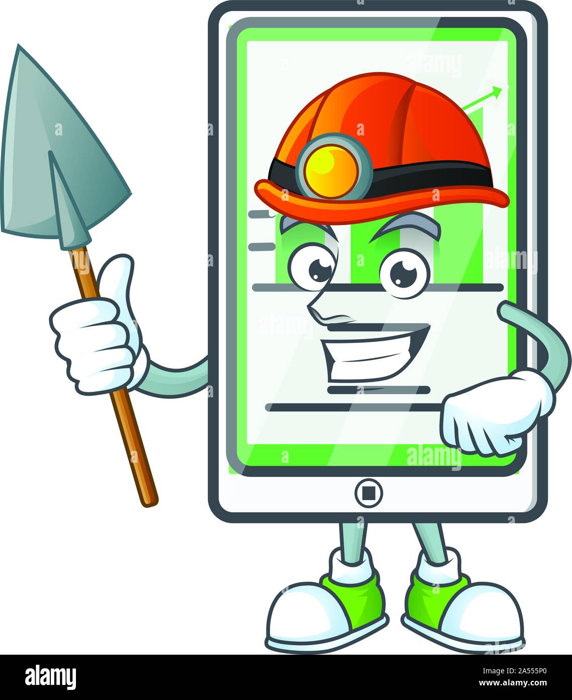 Miner up chart vertical tablet on white background Stock Vector Image ...