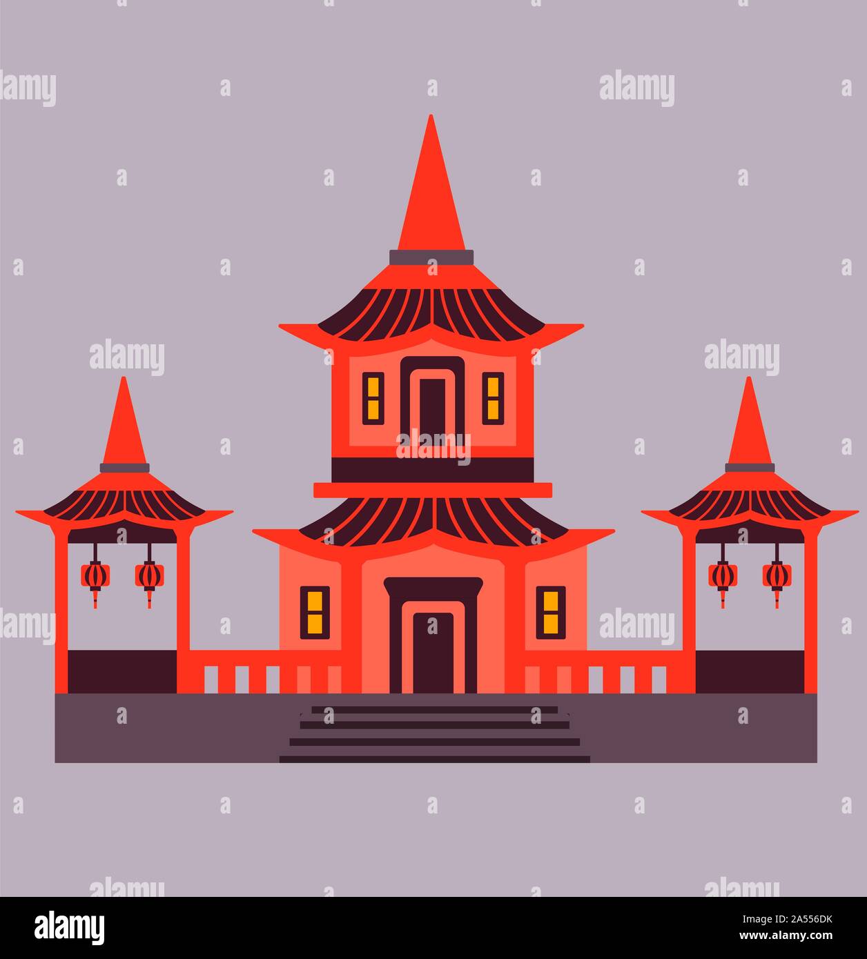 Chinese pagoda illustration. Architecture drawing Stock Photo - Alamy
