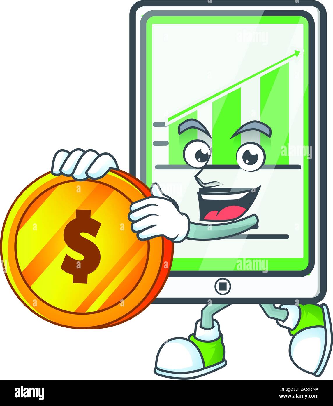 Bring coin up chart vertical tablet for progress Stock Vector Image ...