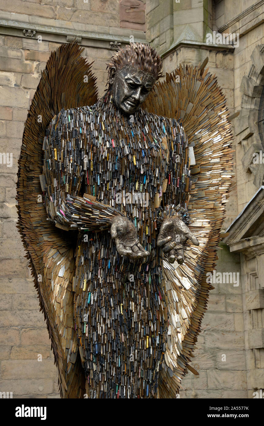 Knife Angel, statue in Derby, by the Cathedral Stock Photo - Alamy