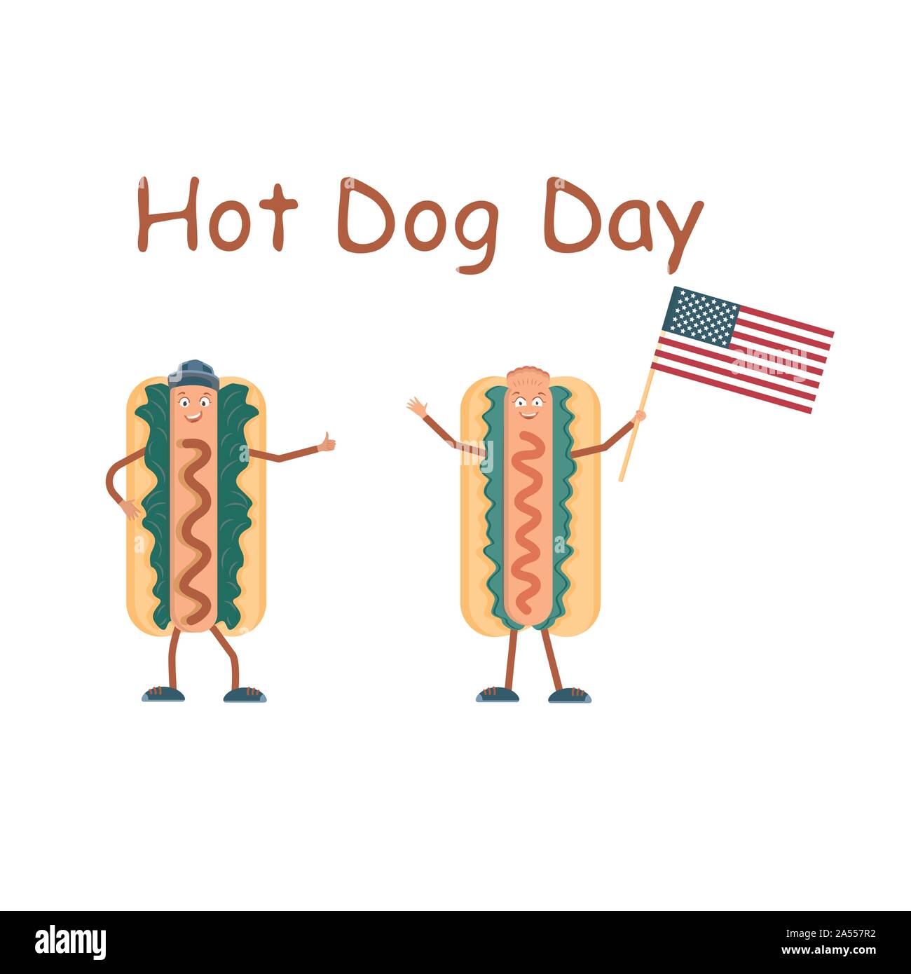 Two hot dogs. Vector illustration. National hot dog day Stock Vector ...