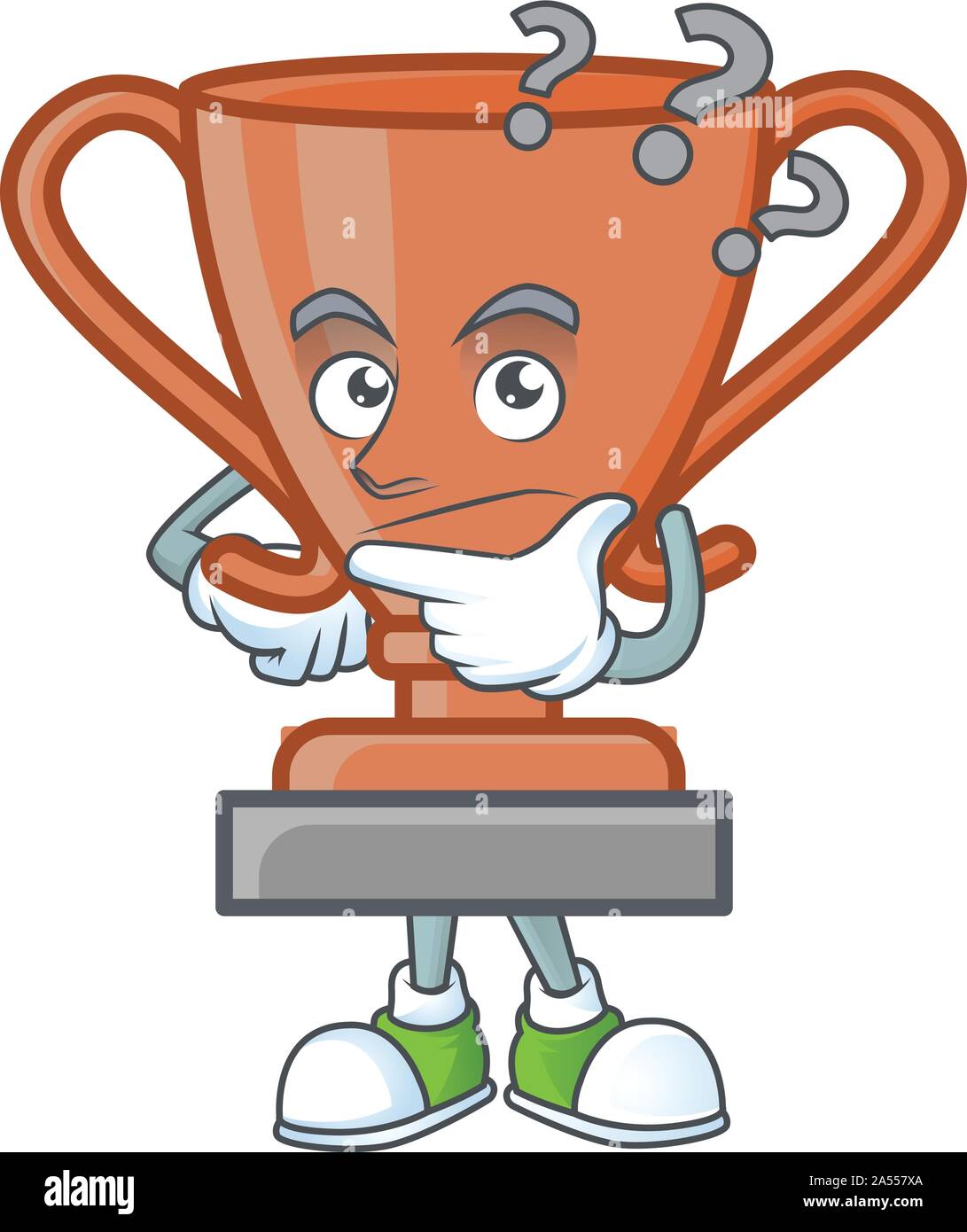 Thinking bronze trophy cartoon character with mascot Stock Vector Image ...