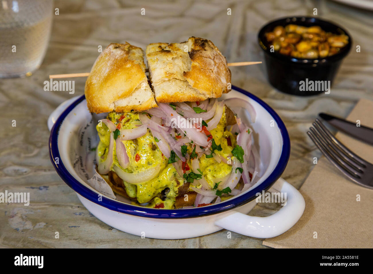 Sandwiches Lurín chicharrón.Classic Peruvian sandwich. French house ...