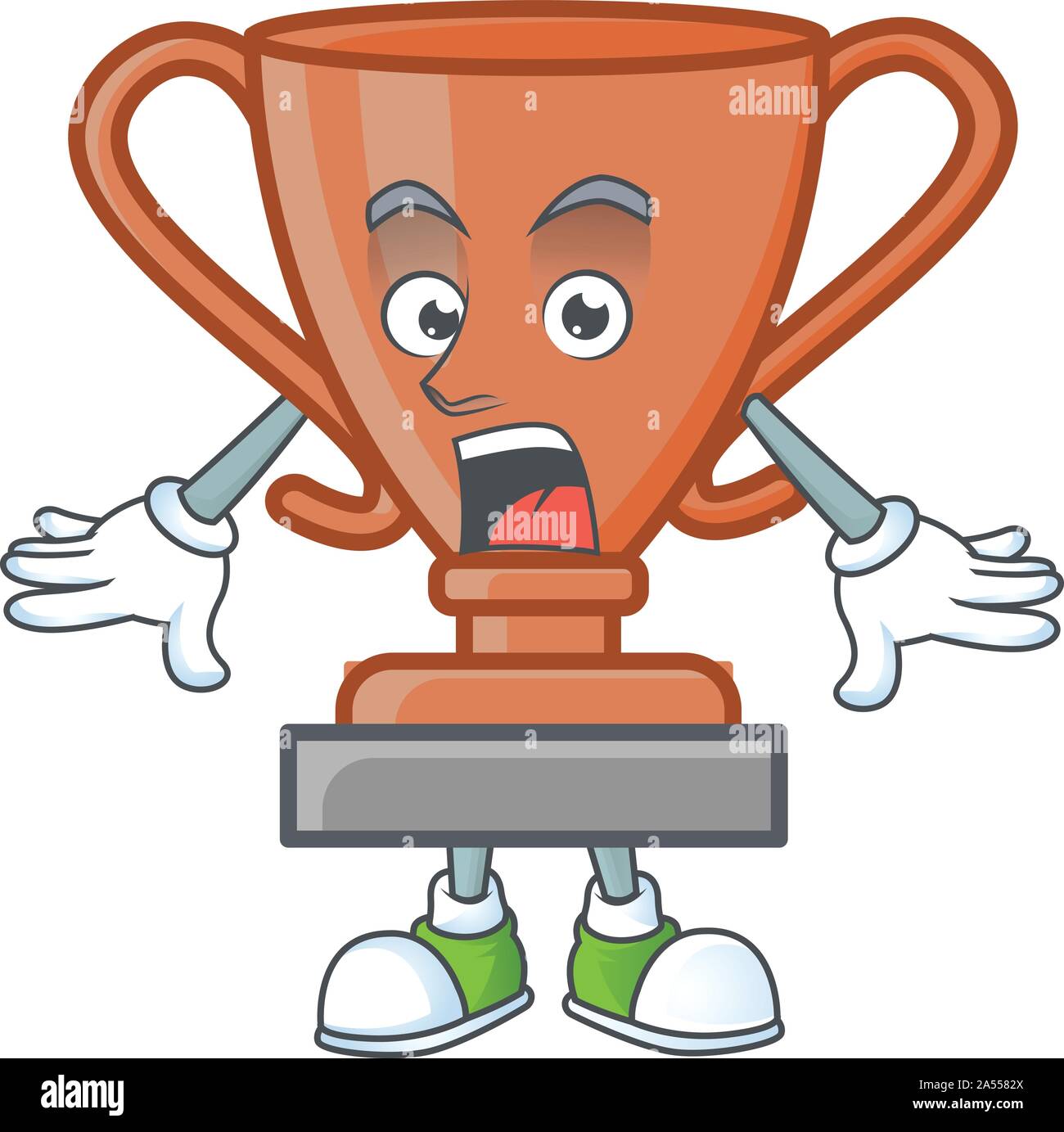 Surprised bronze trophy cartoon character with mascot Stock Vector ...