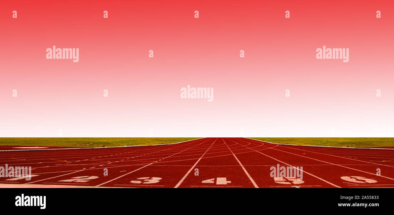 Running track with lanes Stock Photo - Alamy