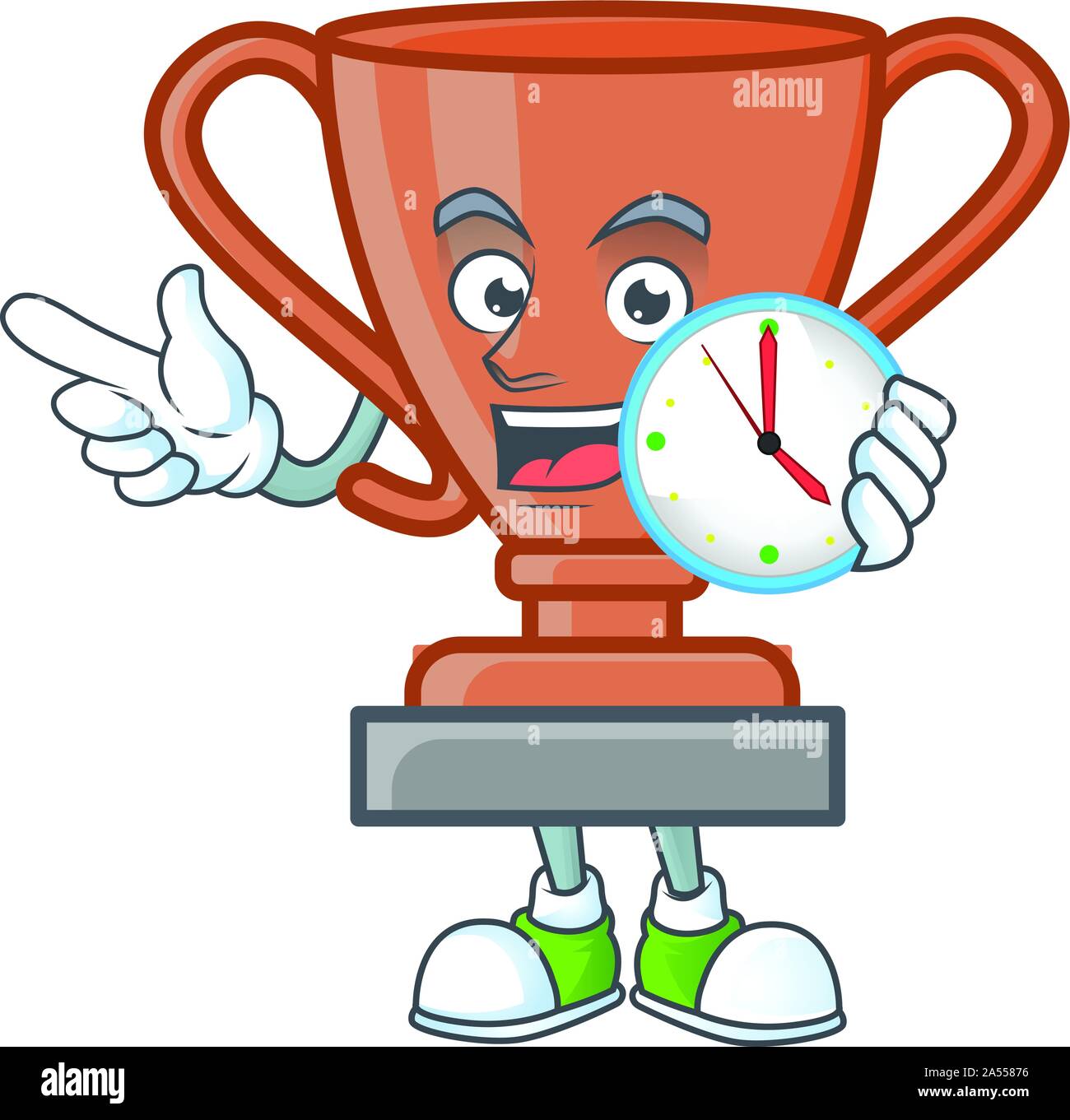 With clock cup bronze trophy for win collection Stock Vector Image ...