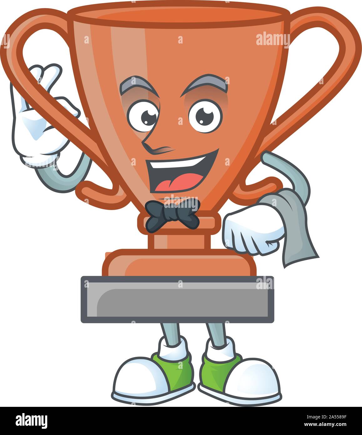Waiter bronze trophy cartoon character with mascot Stock Vector Image ...