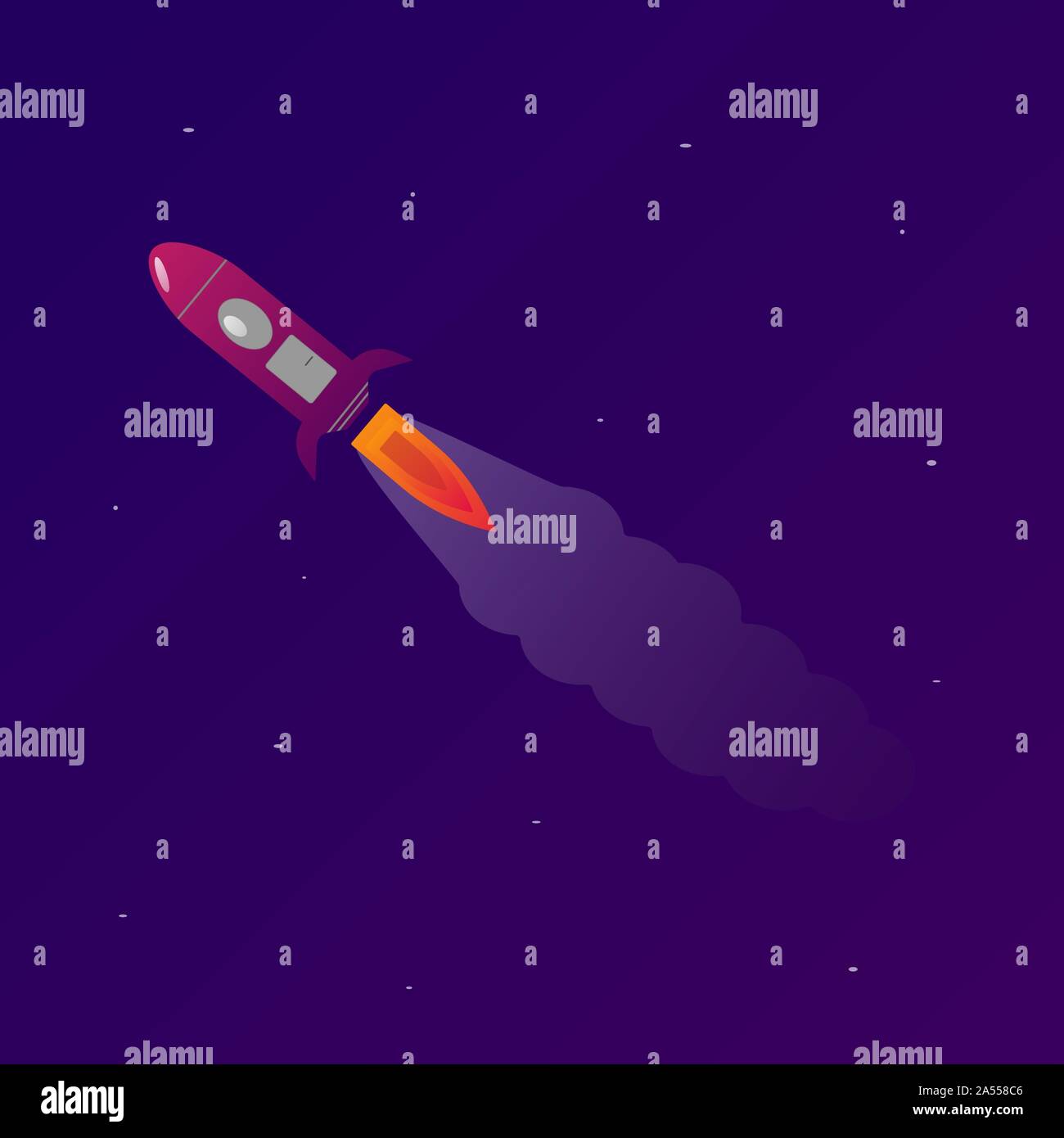 Rocket in space, colorful illustration, concept of the universe ...