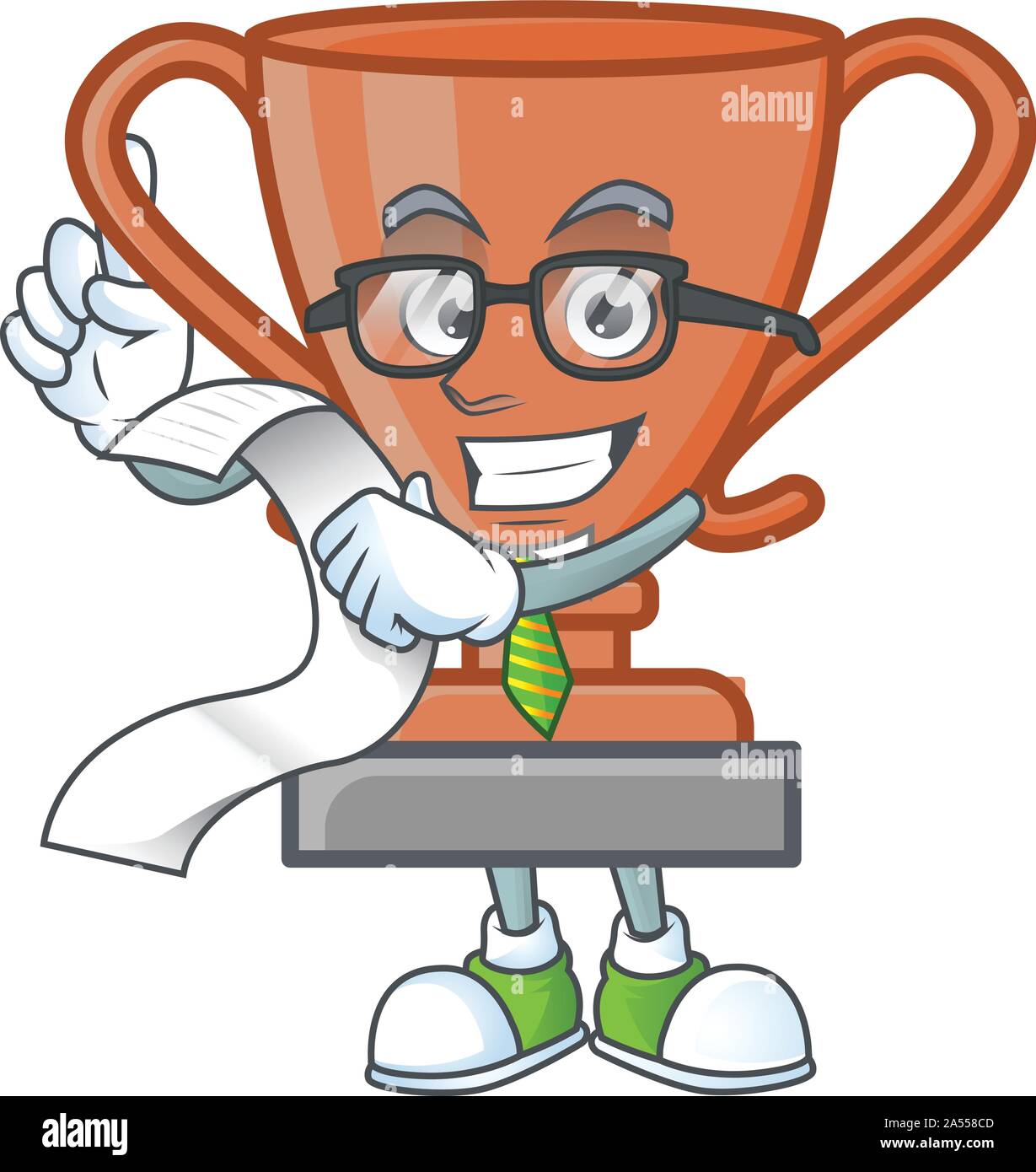 With menu bronze trophy cartoon character with mascot Stock Vector ...