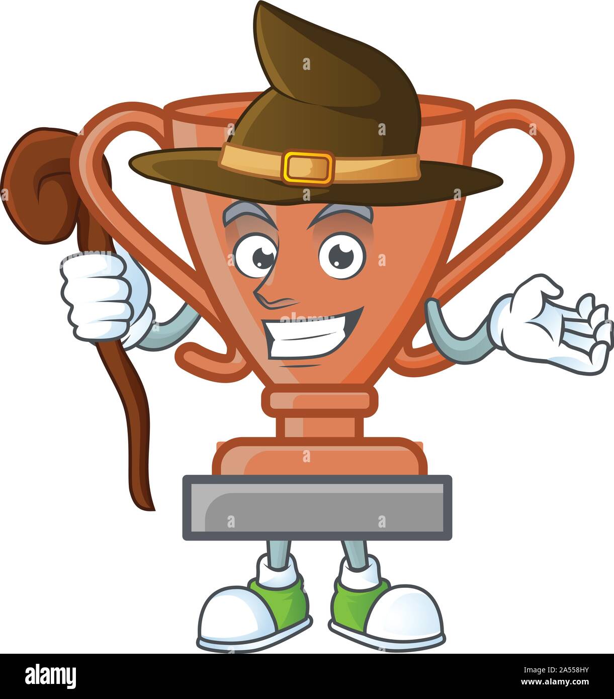 Witch bronze trophy cartoon character with mascot Stock Vector Image ...