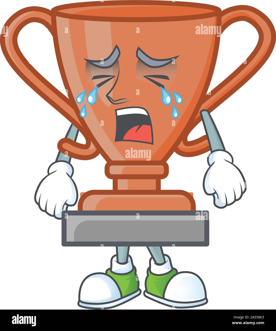 Crying bronze trophy cartoon character with mascot Stock Vector Image ...
