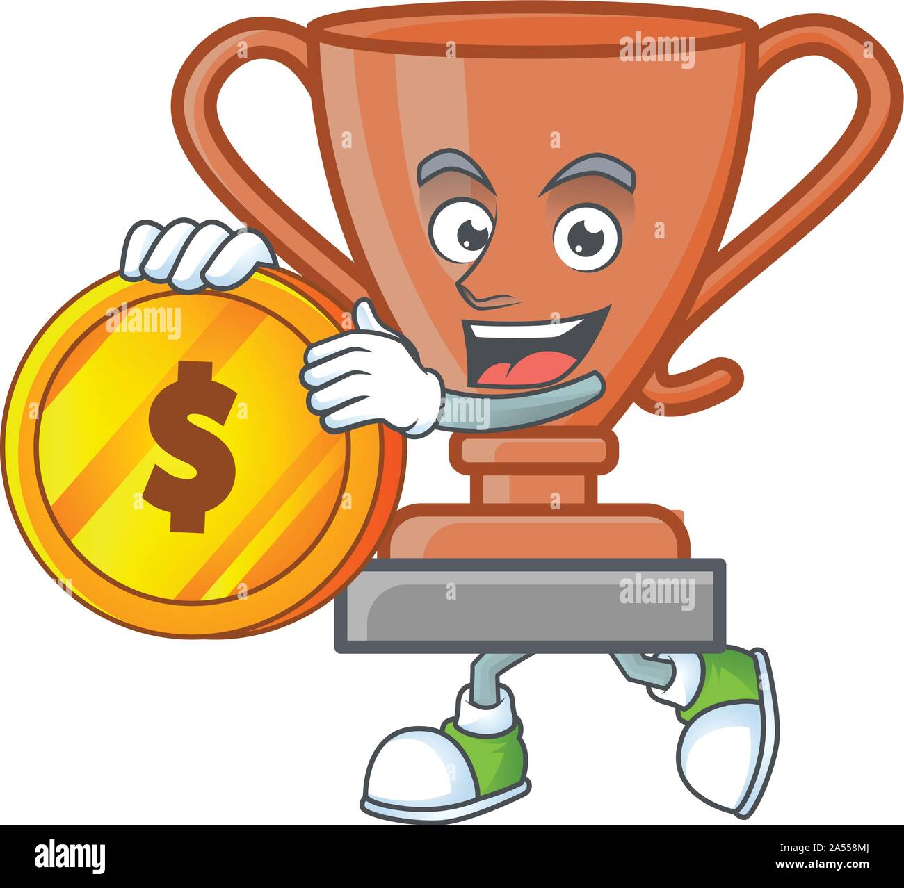 Bring coin icon bronze trophy in the cartoon Stock Vector Image & Art ...