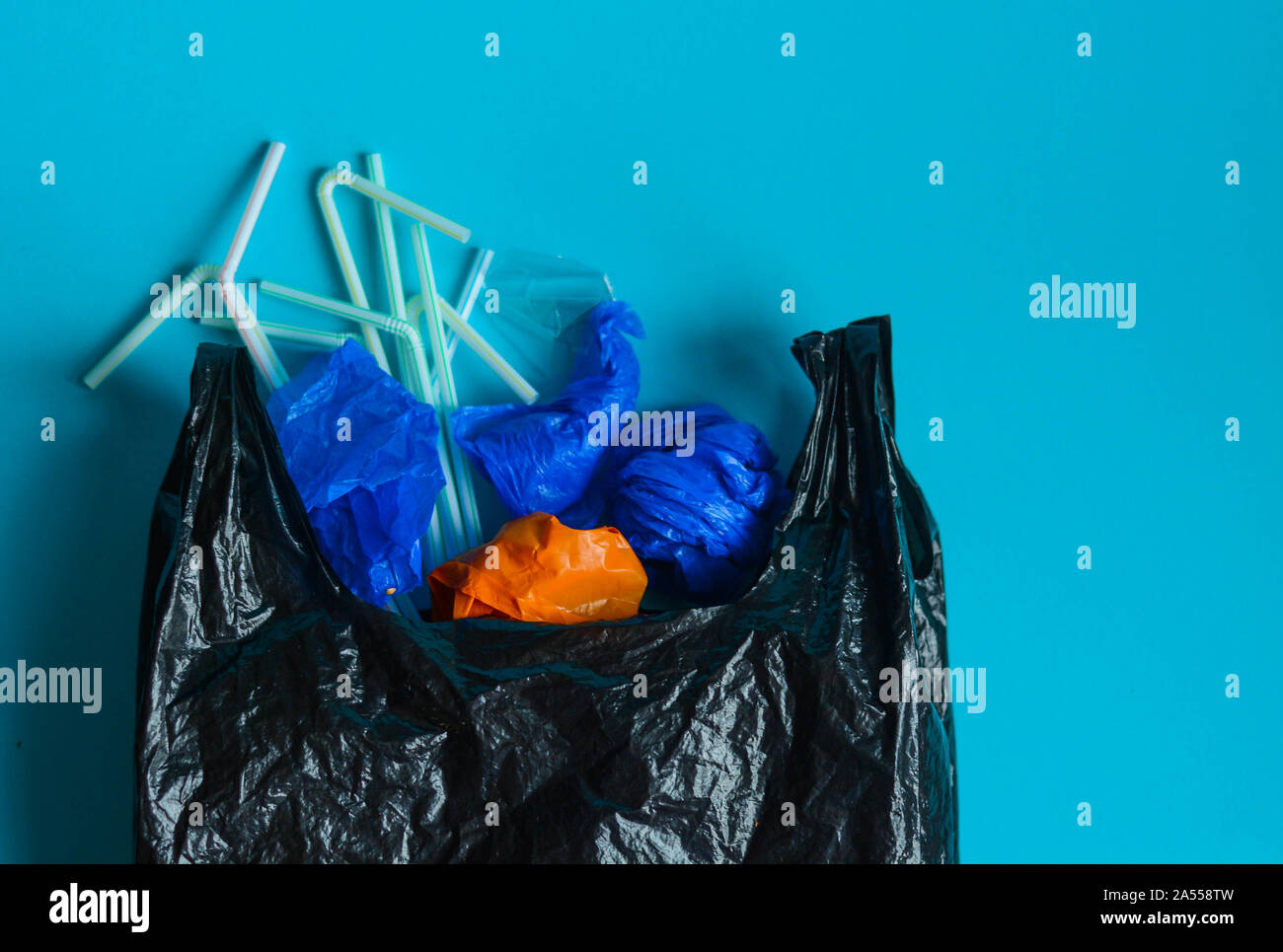 single use plastic bags representing concept about plastic pollution ...
