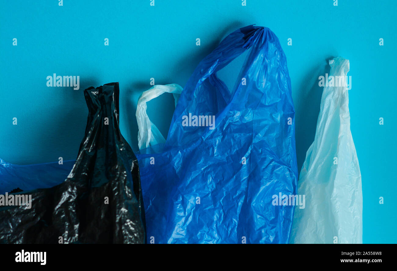 single use plastic bags representing concept about plastic pollution ...