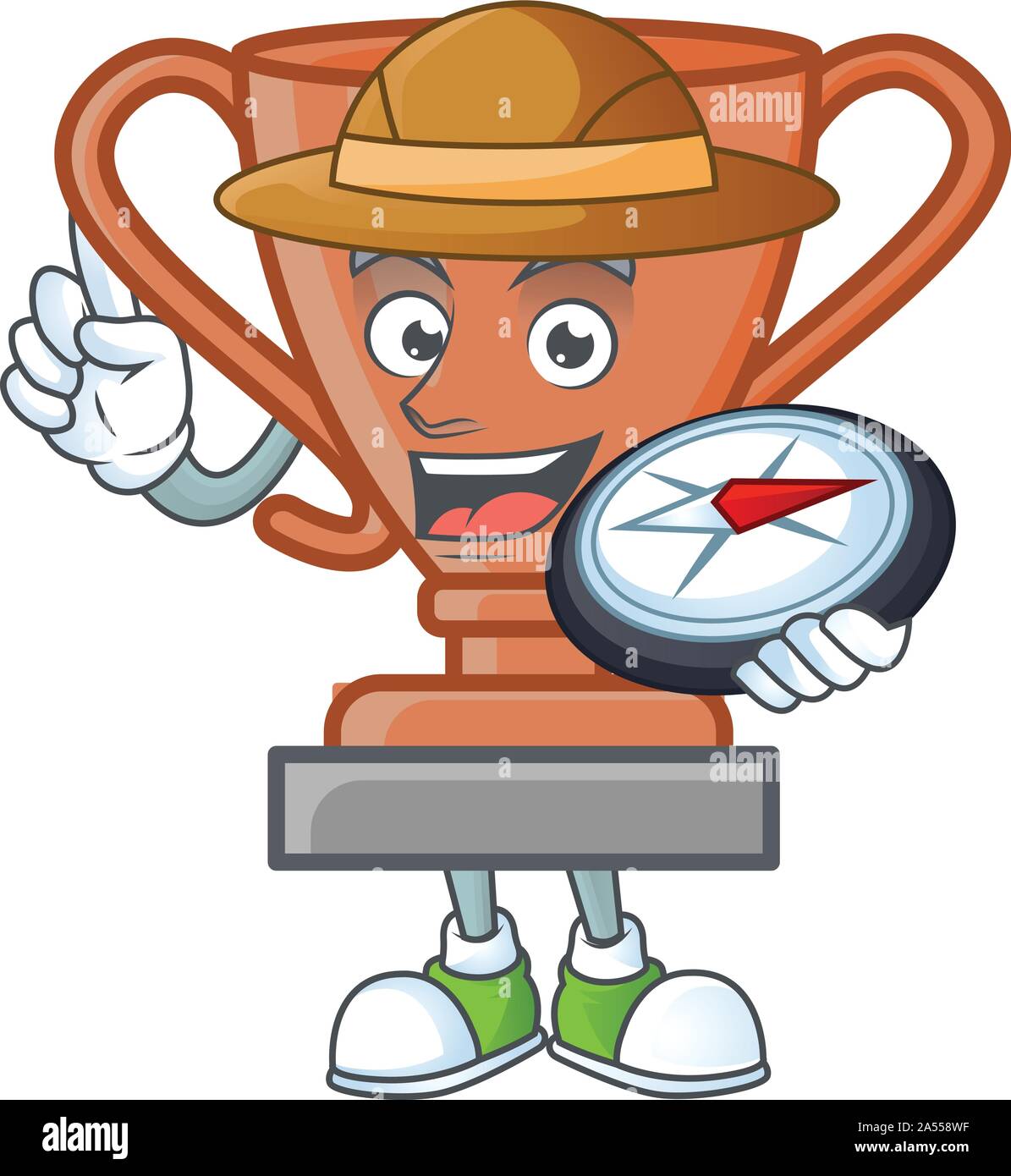 Explorer bronze trophy cartoon character with mascot Stock Vector Image ...