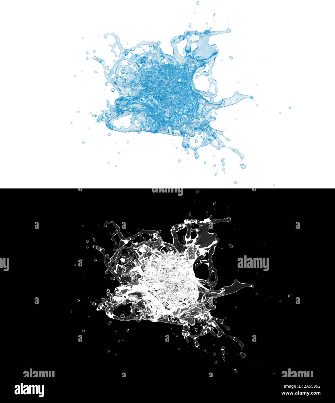 3D illustration of a blue water splash with alpha layer Stock Photo - Alamy