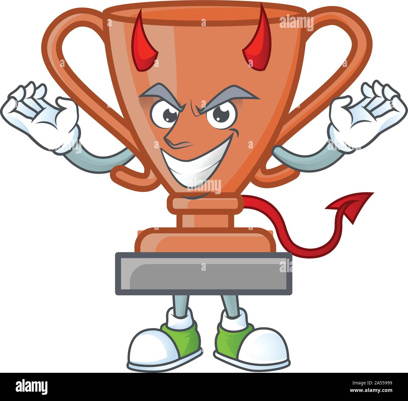Devil bronze trophy cartoon character with mascot Stock Vector Image ...