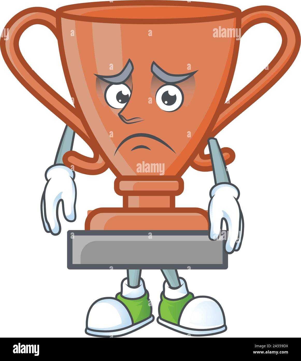 Afraid bronze trophy cartoon character with mascot Stock Vector Image ...