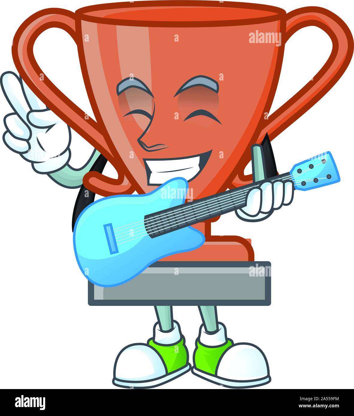 With guitar bronze trophy cartoon character with mascot Stock Vector ...