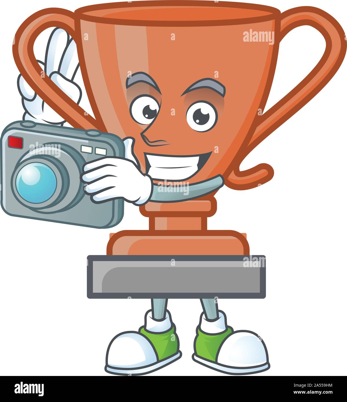 Photographer bronze trophy cartoon character with mascot Stock Vector ...