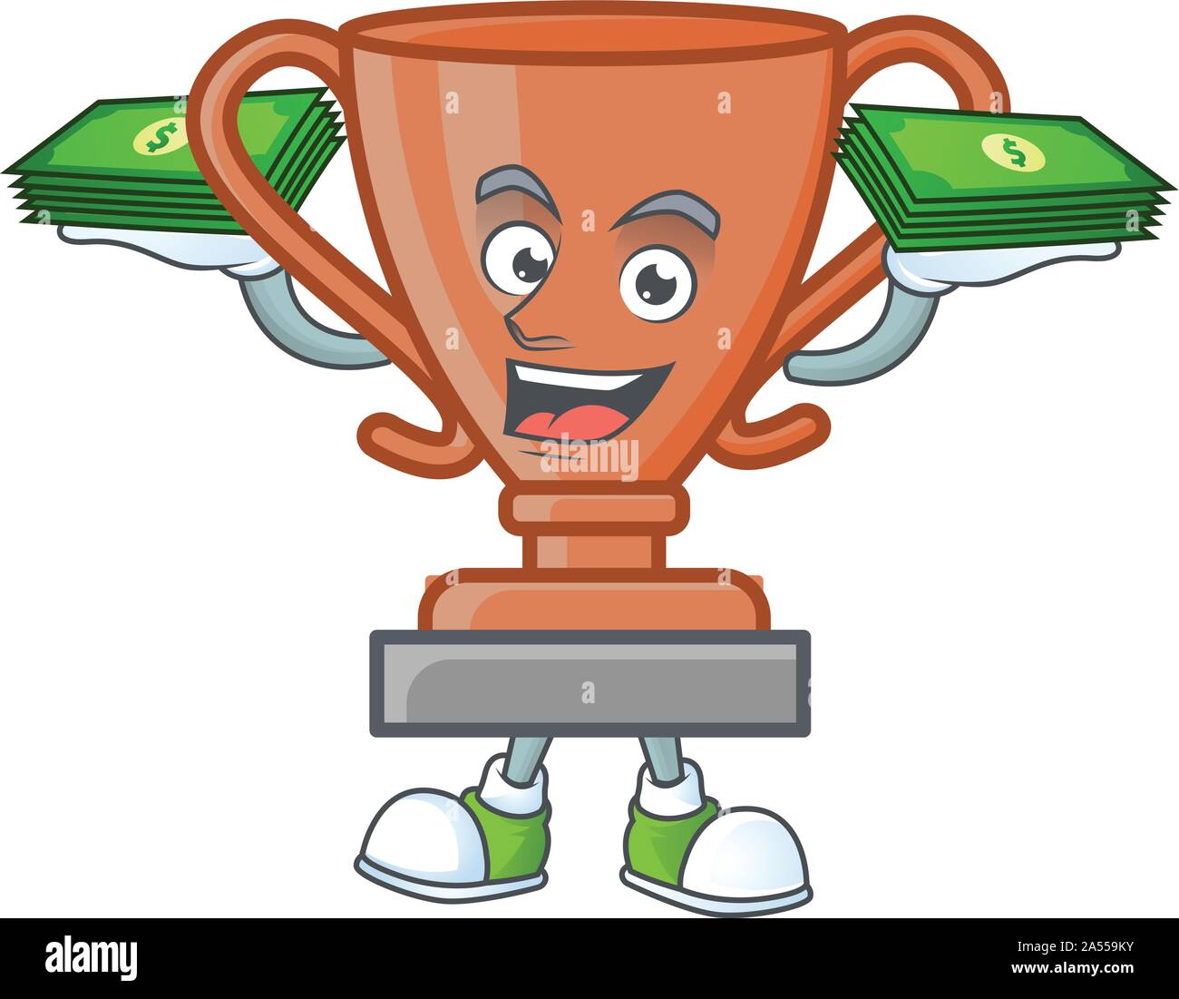With money bag bronze trophy cartoon character with mascot Stock Vector ...