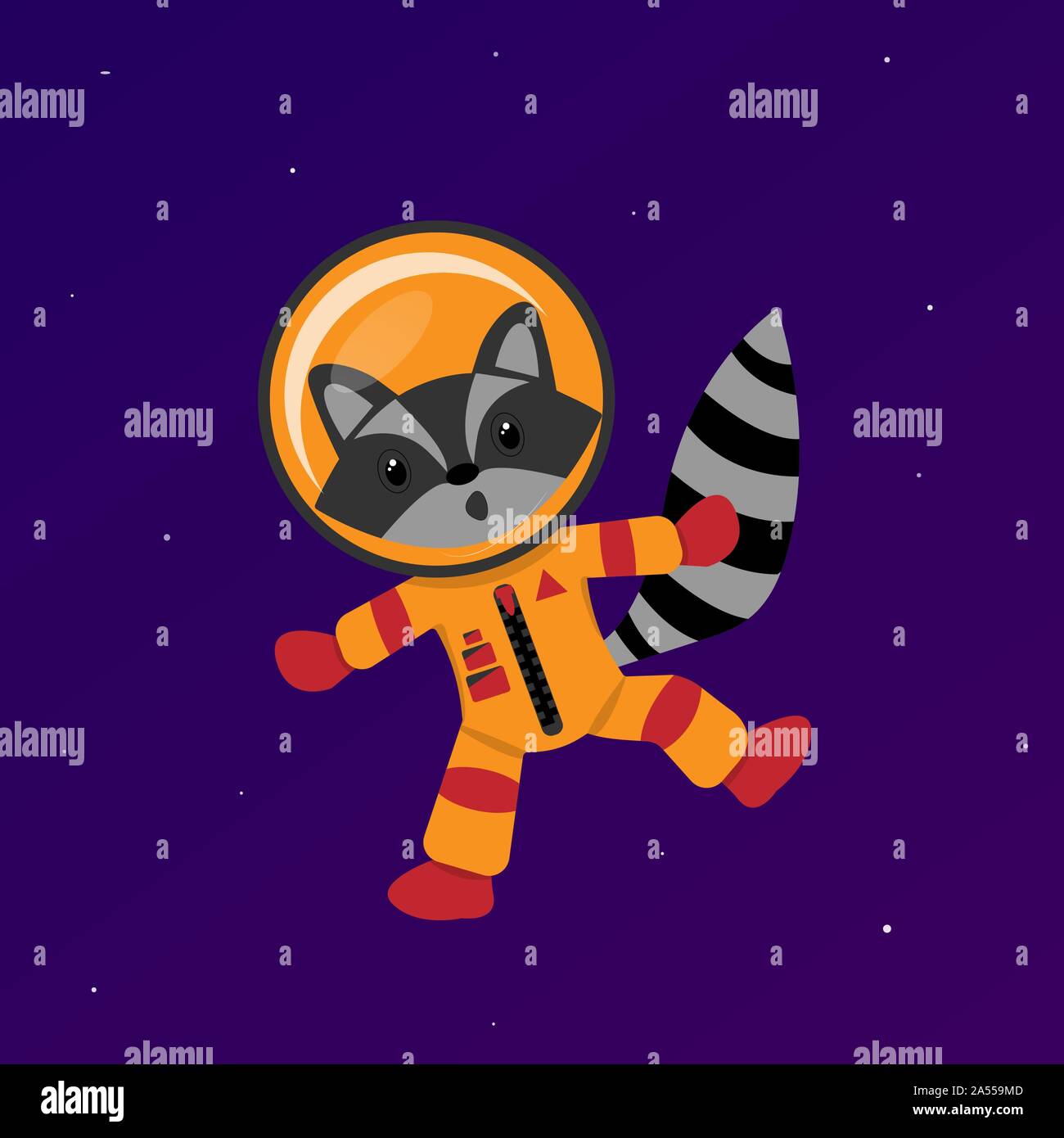 Raccoon in space, colorful character illustration, universe concept ...