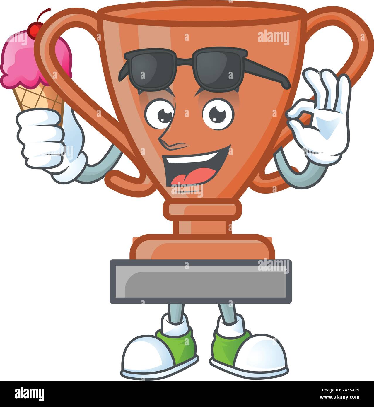 With ice cream cup bronze trophy for win collection Stock Vector Image ...