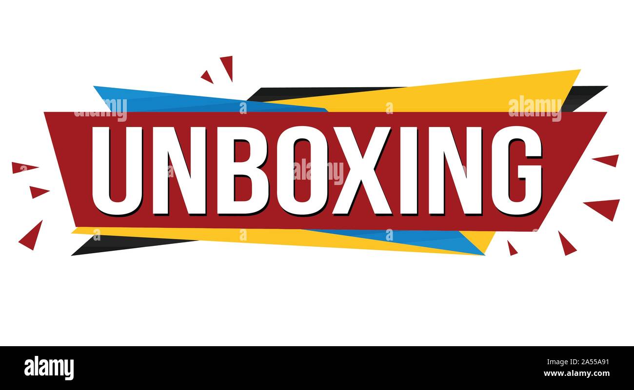 Unboxing banner design on white background, vector illustration Stock ...