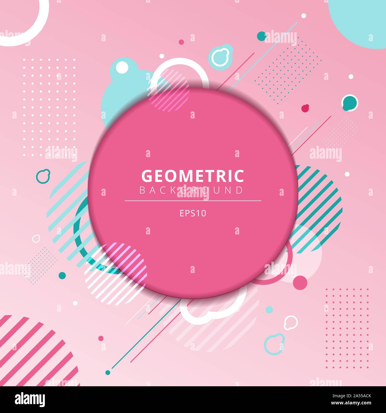 Abstract geometric circles frame with light blue geometry elements on ...