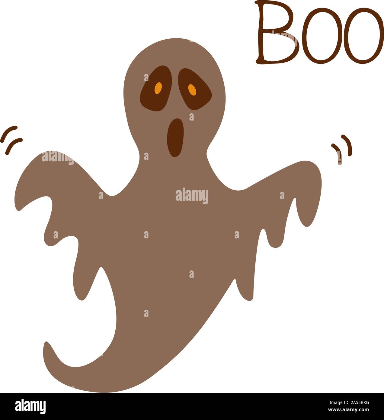 Scary ghost shouts BOO. Horrible wraith frightening screams. A monster ...