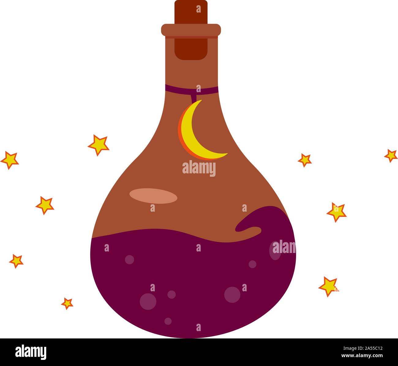 Magic potion in a bottle, witchcraft. Game icon of magic elixir. Design for app user interface ...