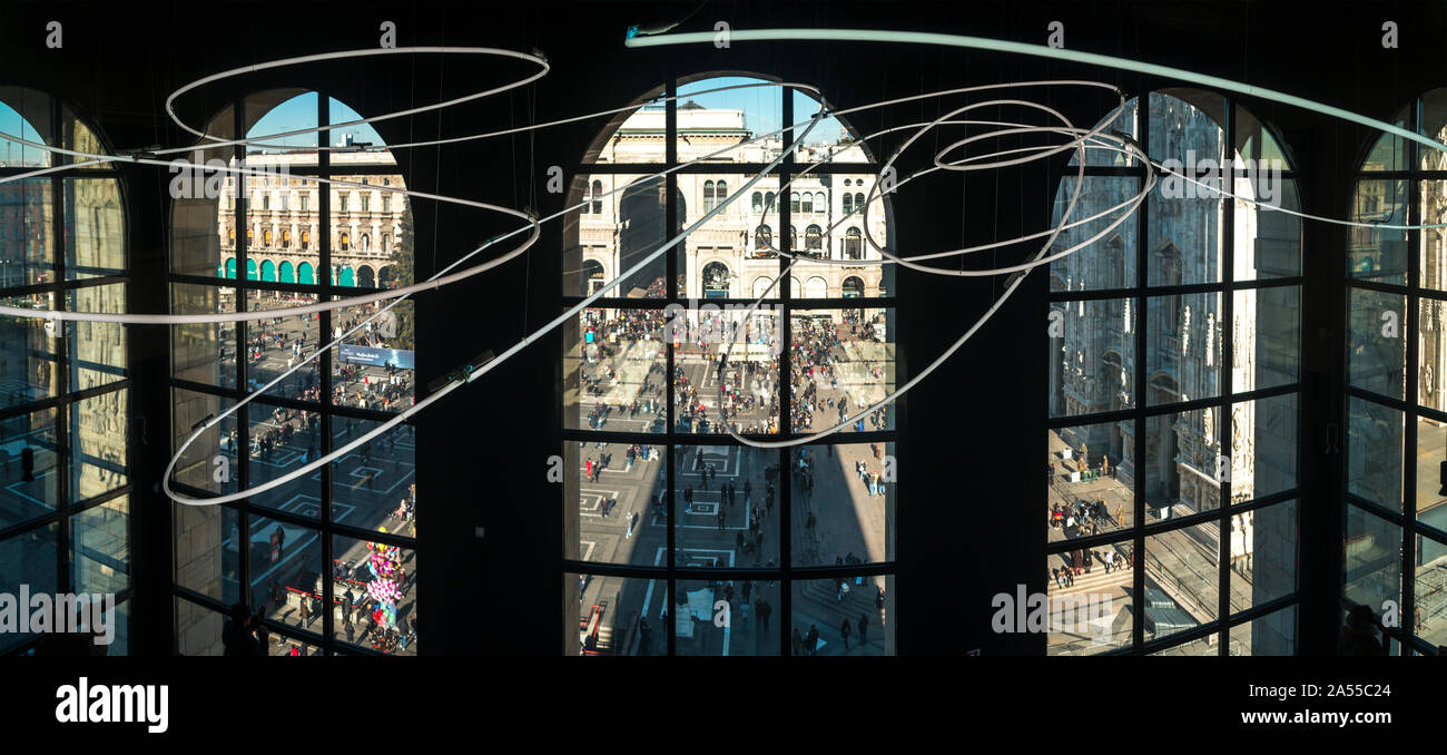 Milan, Italy - January 06, 2019: Big windows in Novecento museum of ...