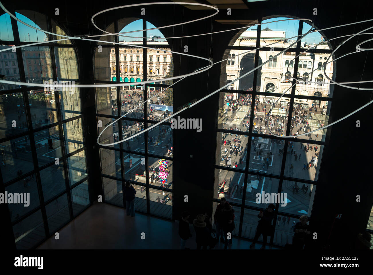Milan, Italy - January 06, 2019: Big windows in Novecento museum of ...
