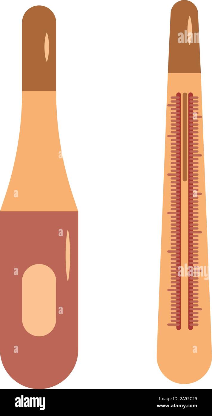 Two thermometers, electronic and conventional, body temperature ...