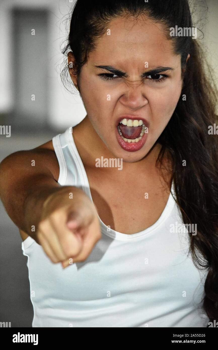 Cute Teenage Female And Anger Stock Photo - Alamy