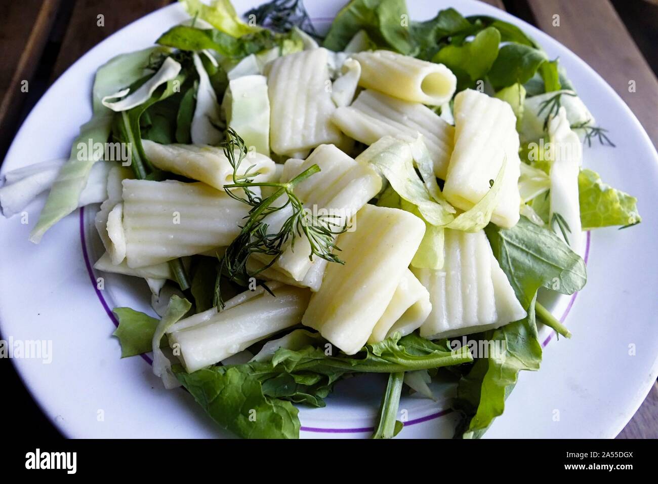 Rigatoni Pasta Salad with Arugula Stock Photo - Alamy