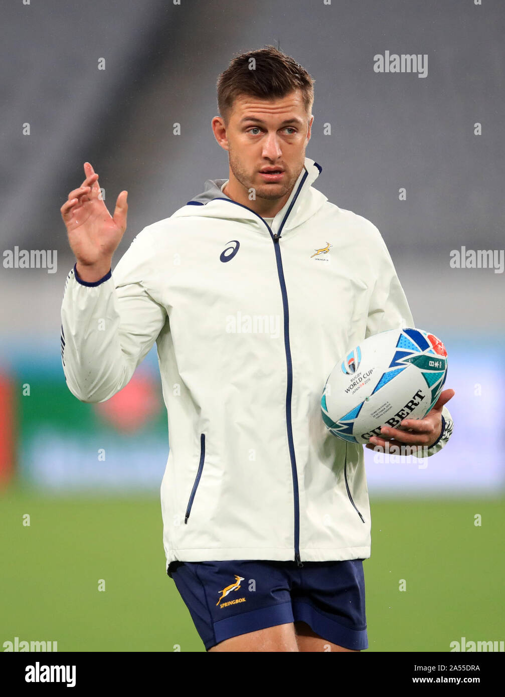 South Africa's Andre Pollard during the captain's run at Tokyo Stadium ...