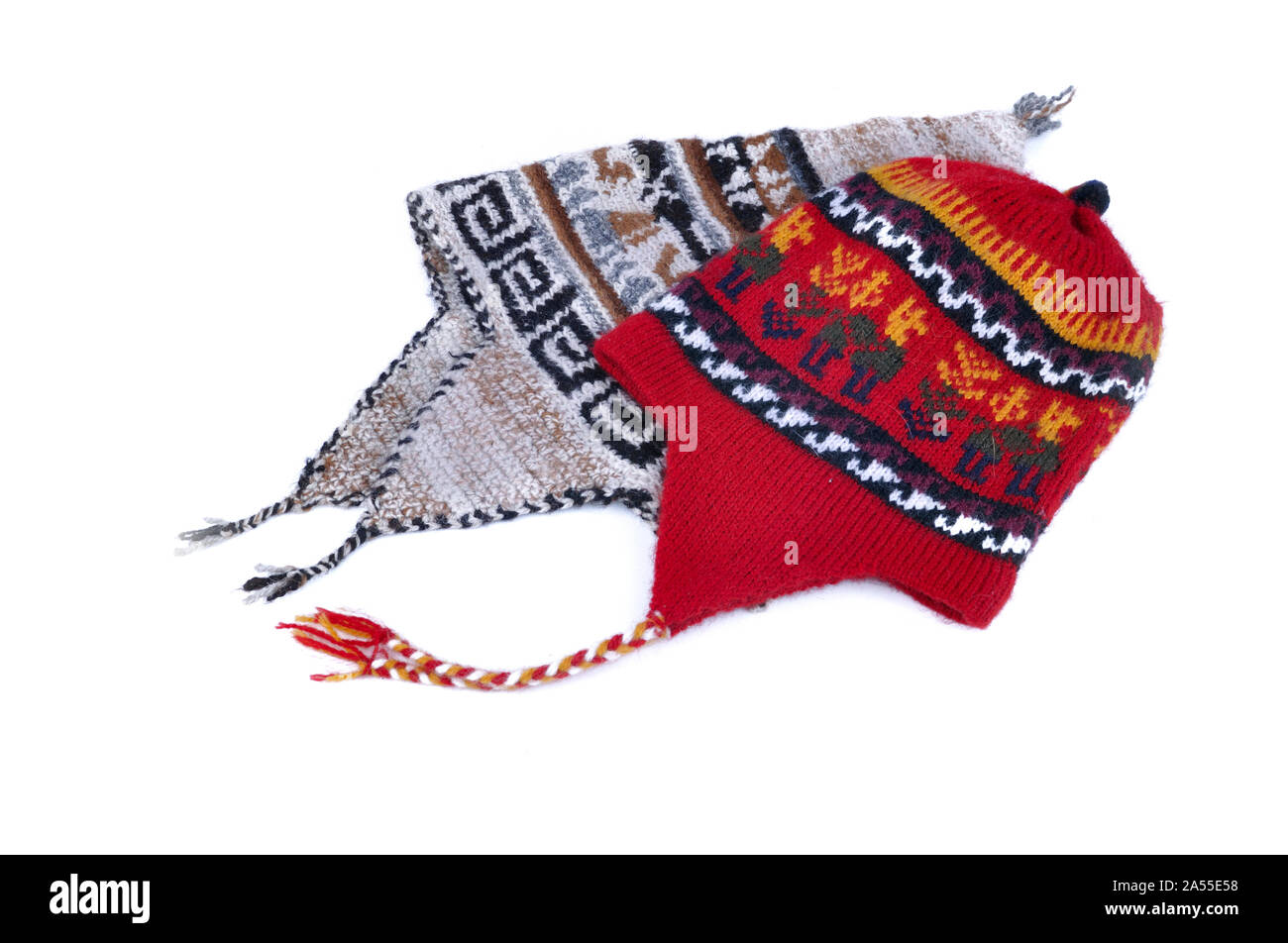 two peruvian caps isolated on white background Stock Photo - Alamy