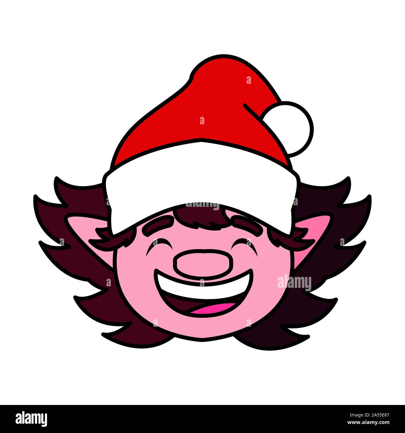 head of elf with hat on white background vector illustration design ...