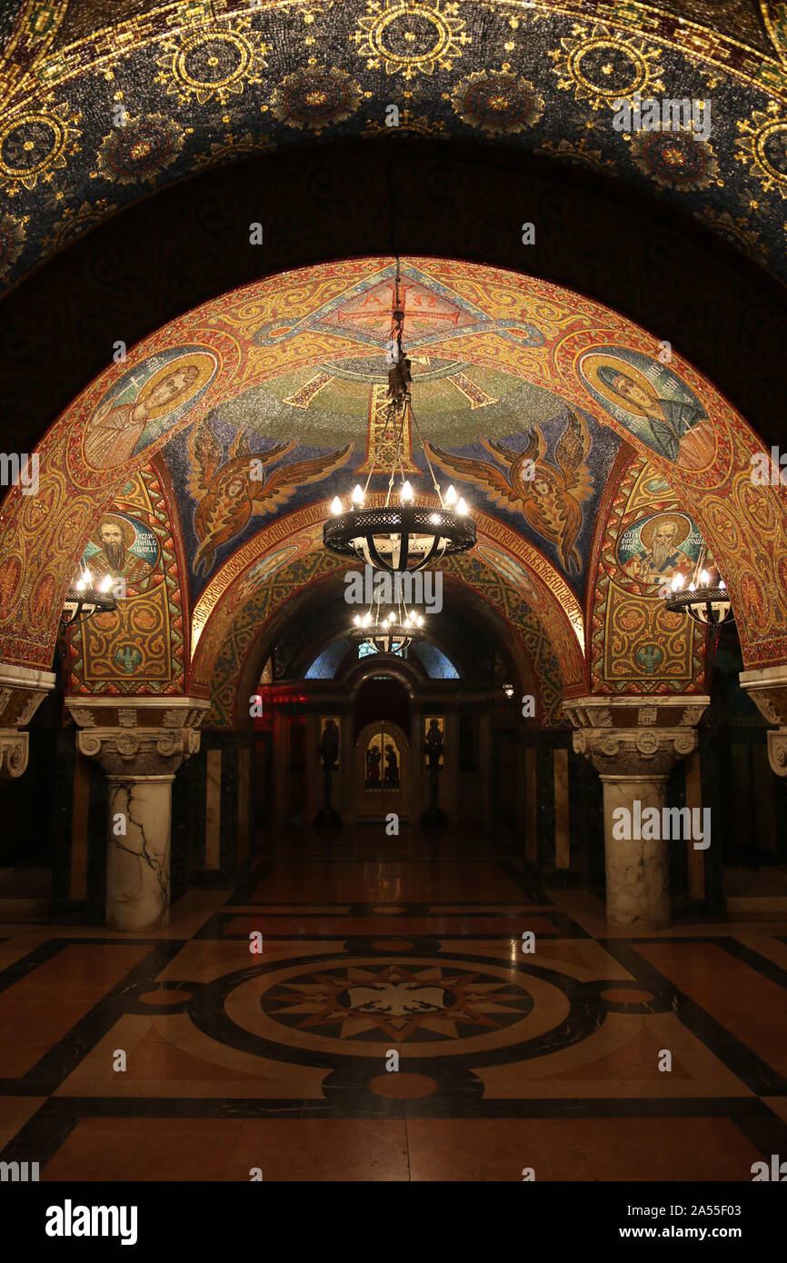 The crypt (Mausoleum) of St George's Church also known as Oplenac, is ...