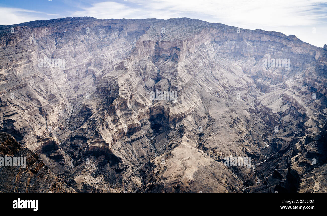 Rock formations of Wadi Ghul aka Grand Canyon of Arabia in Jebel Shams ...