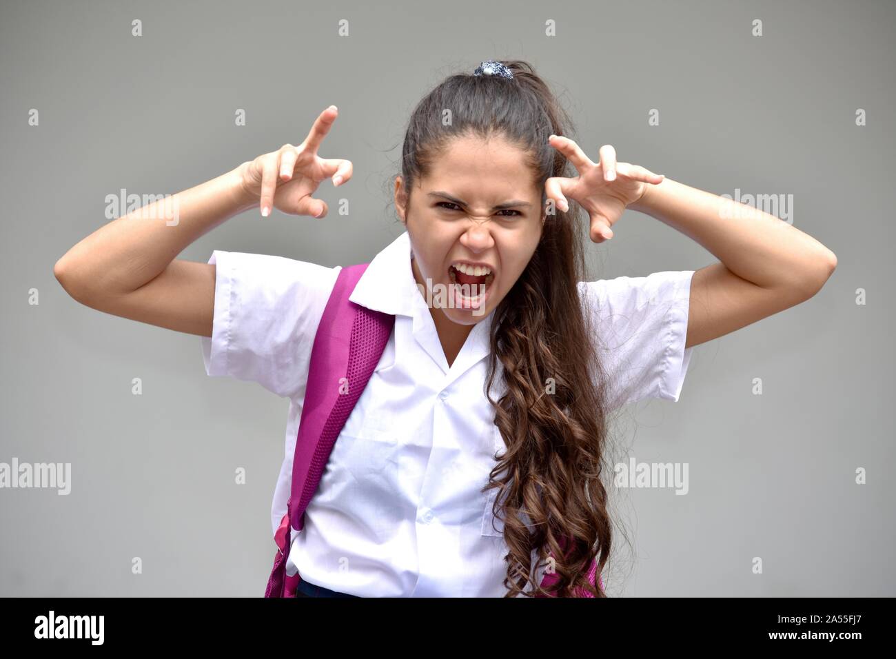 Scary Student Teenager School Girl Wearing Uniform Stock Photo - Alamy