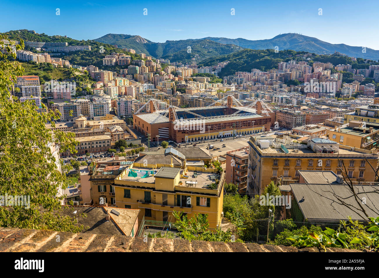 Aerial view of Genoa and Sampdoria soccer teams stadium in Genoa ...