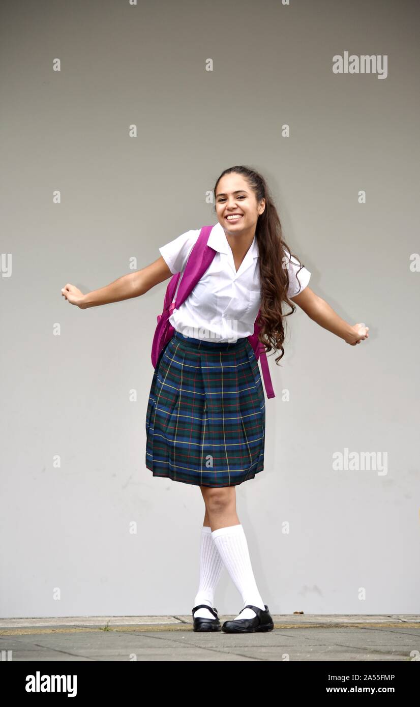 Posing Female Student Wearing Uniform Stock Photo - Alamy