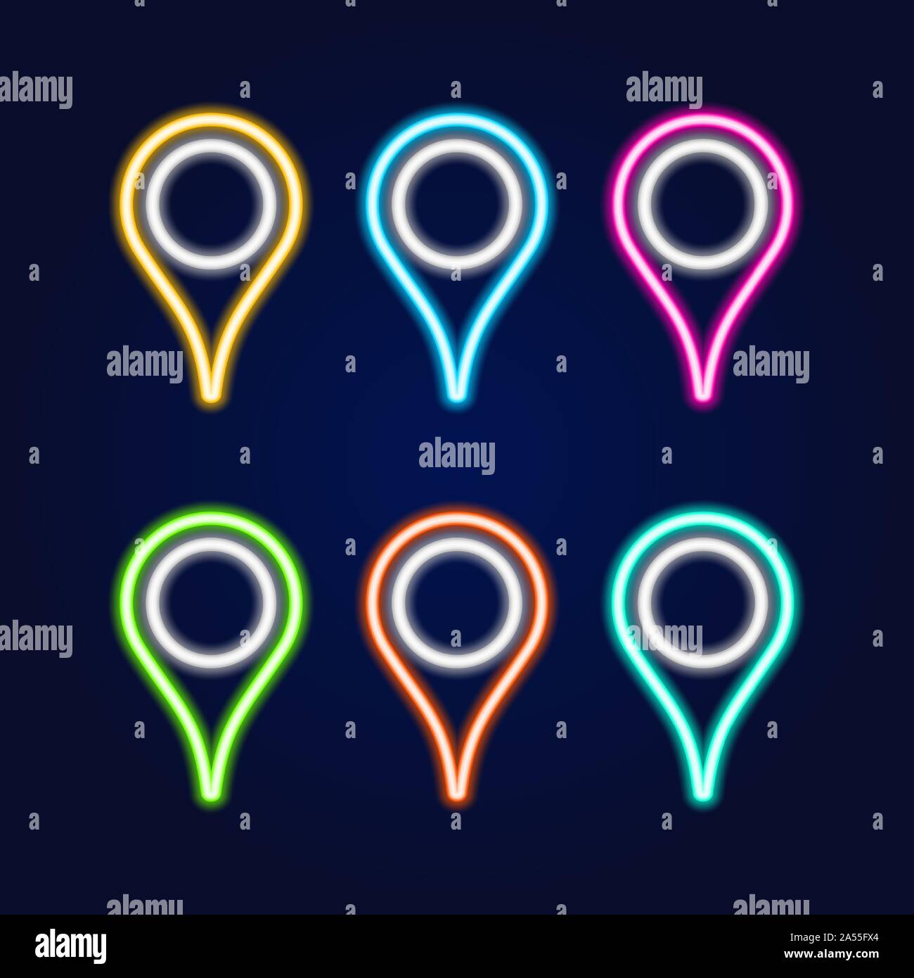 Neon gps location icon circle hi-res stock photography and images - Alamy