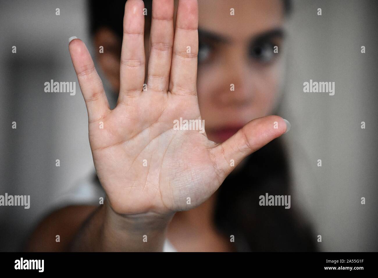 Female Gesturing Stop Stock Photo - Alamy