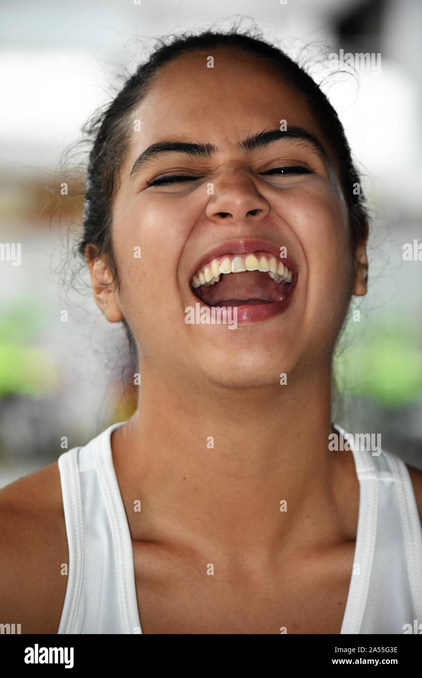 Cute Colombian Girl And Laughter Stock Photo - Alamy