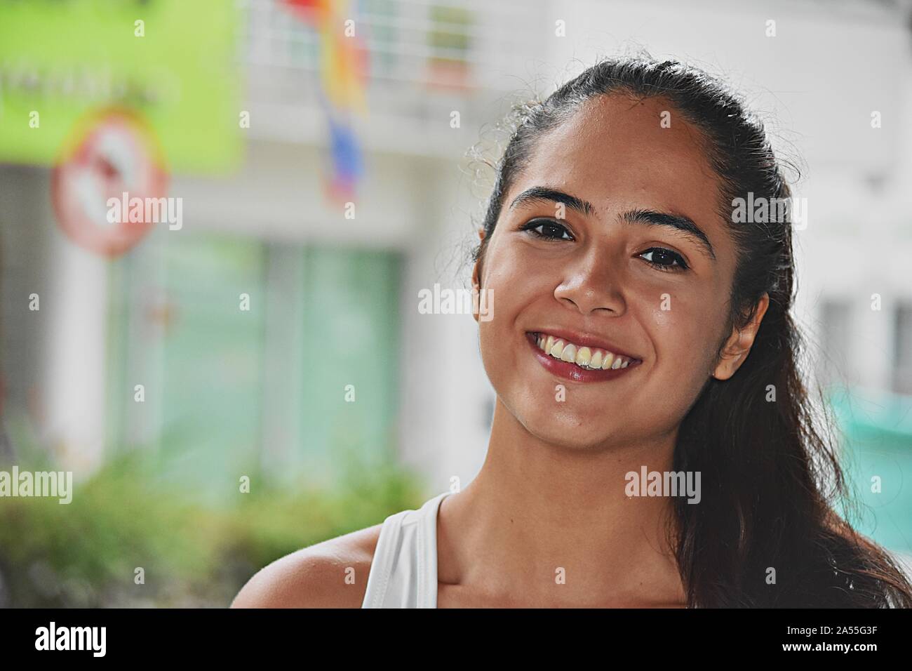 Smiling Cute Colombian Girl Stock Photo - Alamy