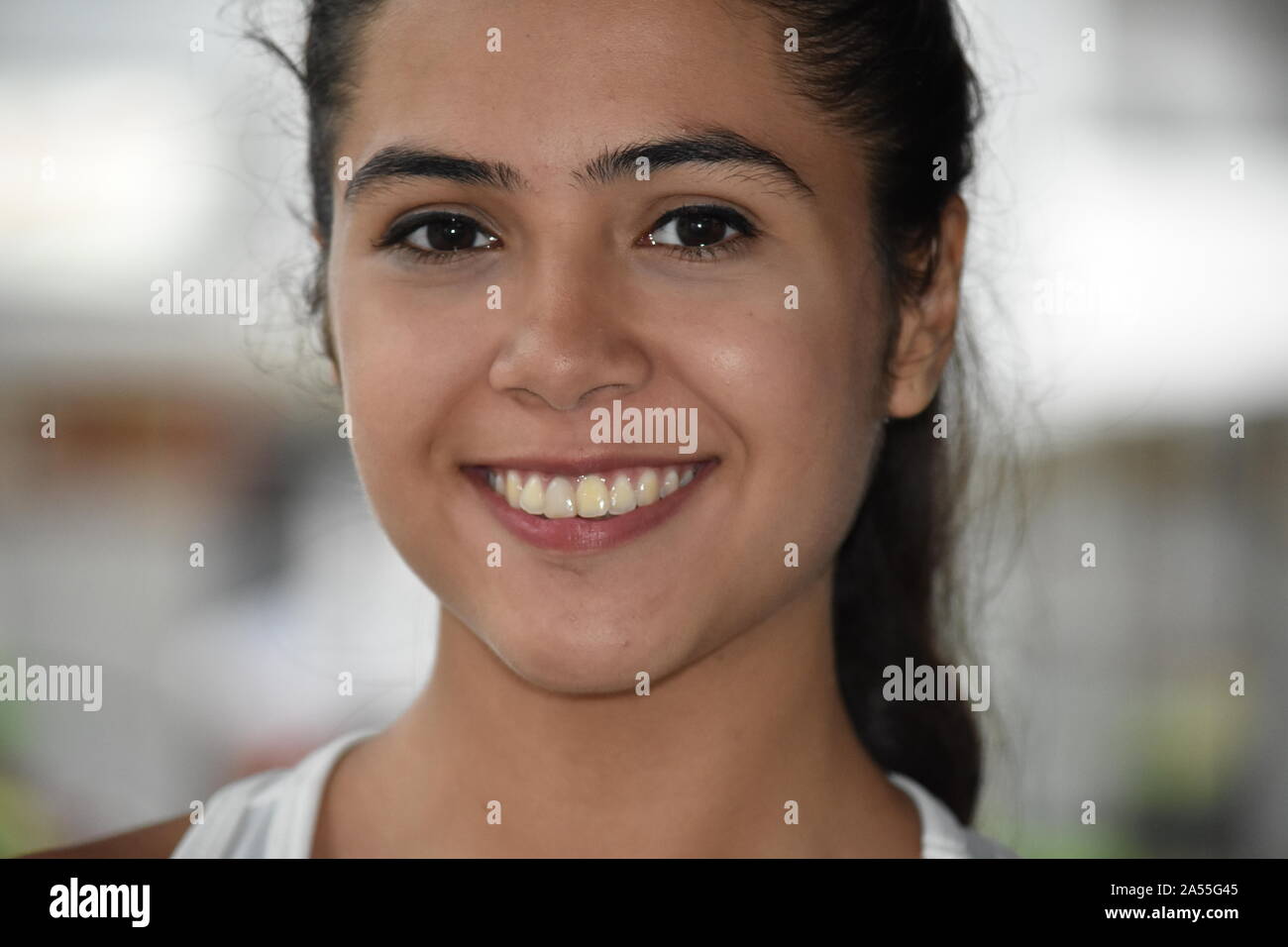 Happy Cute Colombian Girl Stock Photo - Alamy