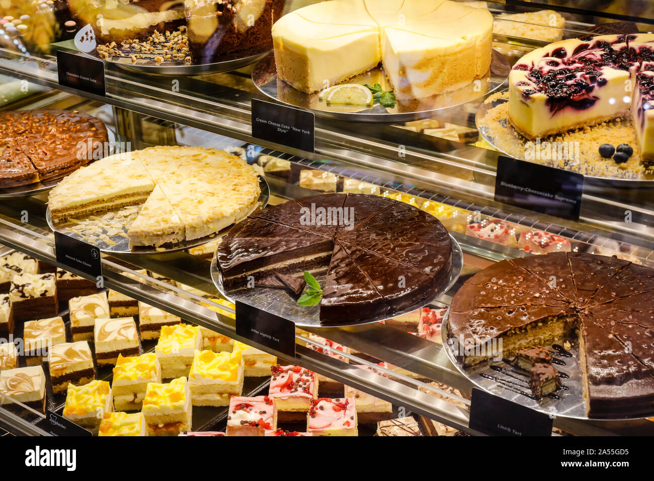 Cologne, North Rhine-Westphalia, Germany - Cake in a cake counter at an ...